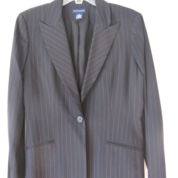 Ann Taylor | Jackets & Coats | Ann Taylor Blazer Size Navy Blue Pinstripe Fully Lined Excellent ...